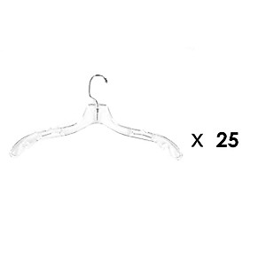 Super Heavy-Duty 17 inch Wide Clear Plastic Adult Shirt Hangers with Swivel Hook and Notched Shoulders (Quantity 25) (Clear, 25)