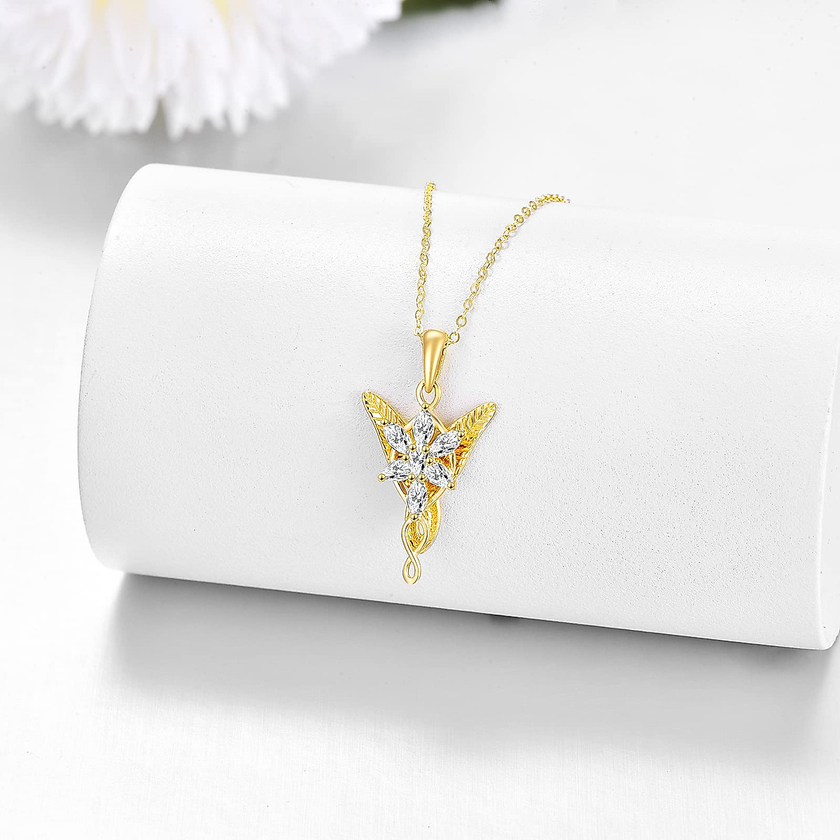 KECHO 14K Gold Arwen Evenstar Necklace Mothers Birthday Valentines Day Gifts for Women