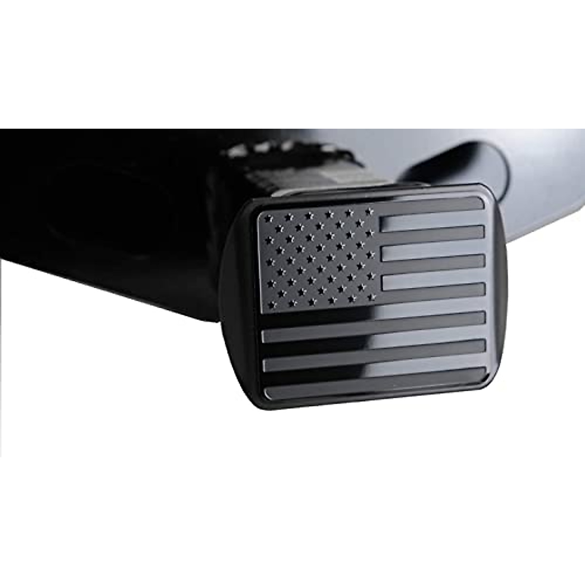 eVerHITCH USA Stainless Steel Flag Emblem Metal Hitch Cover with Pin Bolt (Fits 2" Receivers, Black)