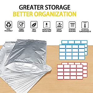 35 Pack 1 Gallon Mylar Bags For Food Storage with Oxygen Absorbers 400cc, Extra Thick 10 Mil - 10" x 14" , Stand-Up Zipper Pouches Resealable, Suitable for Long-term Storage of Food, Light-proof, Moisture-Proof, Odor-Proof, and Heat-Sealable Fresh Saver P