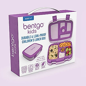Bentgo® Kids Bento-Style 5-Compartment Lunch Box - Ideal Portion Sizes for Ages 3 to 7 - Leak-Proof, Drop-Proof, Dishwasher Safe, BPA-Free, & Made with Food-Safe Materials (Purple)