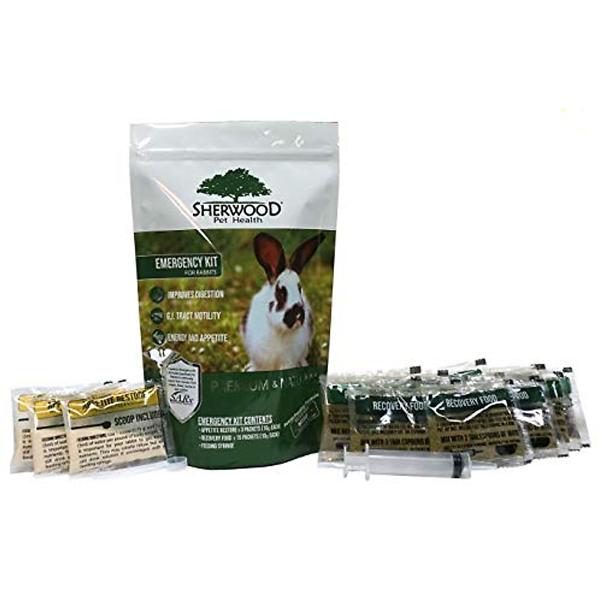 Sherwood Pet Health Rabbit Emergency Kit (Small) with Timothy Recovery Food and Appetite Restore in Stay-Fresh Packets
