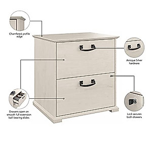 Bush Furniture Homestead Farmhouse 2 Drawer Accent Cabinet, Linen White Oak