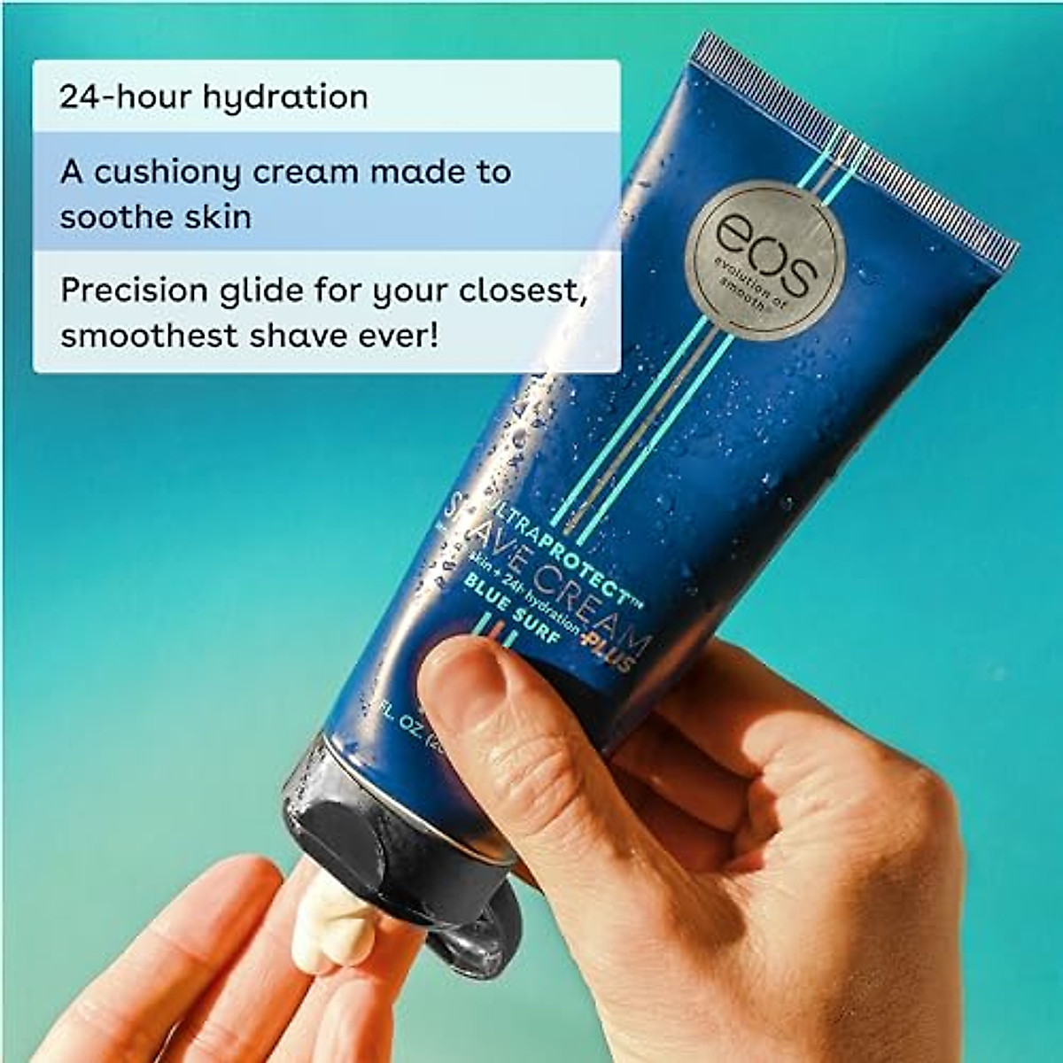 eos UltraProtect Men’s Shave Cream- Blue Surf, 24-Hour Hydration, Non-Foaming Formula, 7 fl oz