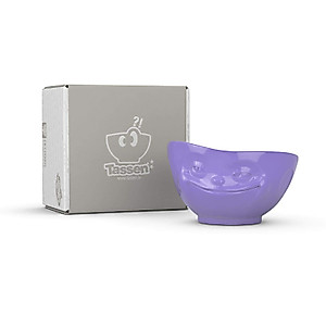 FIFTYEIGHT PRODUCTS TASSEN Porcelain Bowl, Grinning Face Edition, 16 oz. Purple, (Single Bowl) for Serving Cereal, Soup