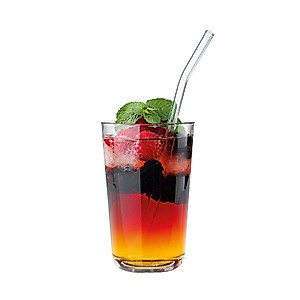 Cilio Reusable Drinking Straws Including Cleaning Brush, Curved Angle, Clear Glass