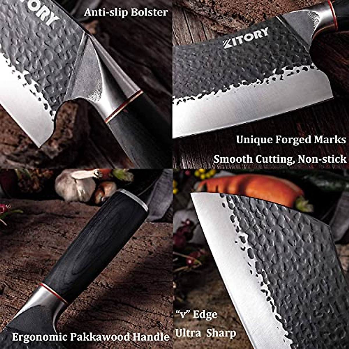 Kitory Serbian Chefs Knife Meat Cleaver Vegetable - Forged Kitchen Knife Multipurpose Chinese Chefs Knife, 7.5'' High Carbon Steel & Wengewood Handle Butcher, Fruit Meat Bone-Ramadan Present