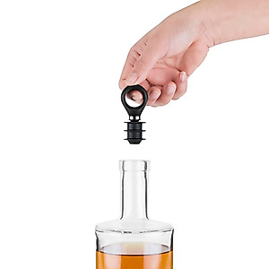 True Locking Bottle Stoppers with Key - Stainless Steel and Silicone Wine Topper Seal Set of 3 with Key - Dishwasher Safe