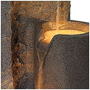 Bowl and Pillar Zen Modern Outdoor Floor Water Fountain 34 1/2" High with LED Light Cascading for Garden Patio Backyard Deck Home Lawn Porch House Relaxation Exterior Balcony - John Timberland