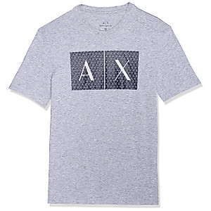 A|X ARMANI EXCHANGE mens Crew Quited Logo Tee T Shirt, Heather Grey, Medium US