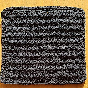 Handmade crochet washcloths, dishcloths * thick and dense *100% cotton set of 2, size 7.5 inches (Black)