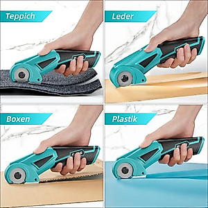 Cordless Electric Scissors Upgraded, Uaoaii 4V Electric Cardboard Box Cutter w/Storage Case, Safety Lock & LED Light, Rechargeable Fabric Cutter Power Rotary Cutters for Leather Felt, Effortless