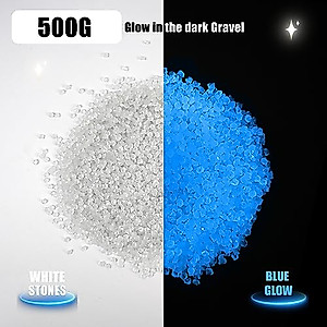 Oubest Glow in The Dark Rocks Outdoor Decorations 17.6oz Glowing Gravel Small Pebbles Decor for Garden Fish Tank Aquarium Planter Walkway - White