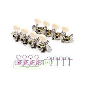 Metallor Guitar Machine Heads Tuning Pegs Tuning Keys for Mandolin Banjo and 8 String Guitars Instruments Double Hole Chrome Plating 4L 4R.