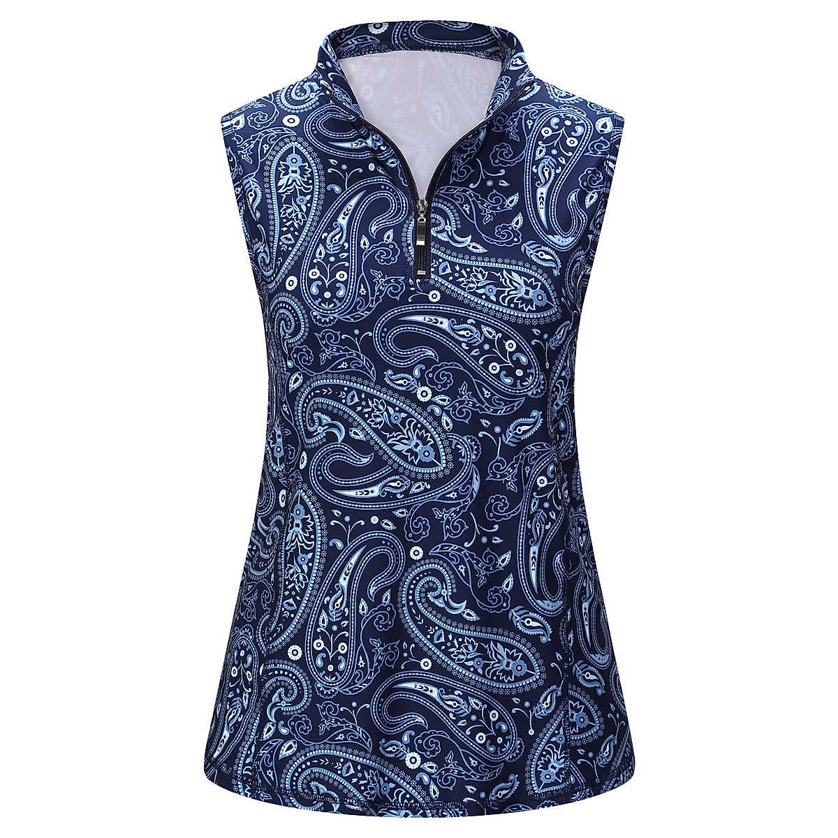 Viracy Women's Zip Up Golf Workout Tank Tops Sleeveless Quick Dry Athletic Polo Shirts (S-3XL) A-Navy Blue