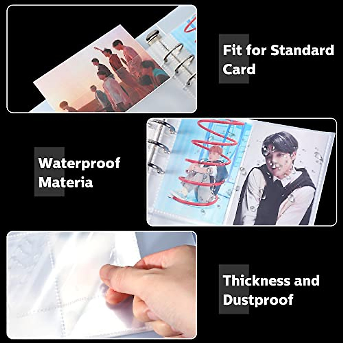 CHENGU Binder Pockets Clear 4 Pocket 2 Pocket 1 Pocket Pouch Document Folders Trading Card Binder Card Sleeves Photo Album Pages for 6 Ring Binder A5 Pocket Sleeves Refill Sheets (30 Pcs)