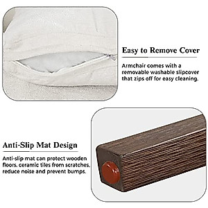 FIQHOME Mid Century Modern, Velvet Upholstered Accent Rubber Wood Frame,Comfy Reading Chair for Bedroom,Single Armchair for Living Room Office Apartment,White