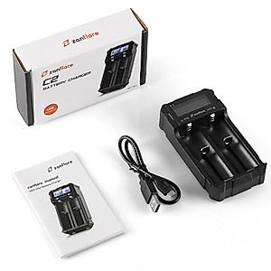 Universal Battery Charger 18650 Charger, Zanflare C2 Smart Charger LCD Display Quick Charge for Rechargeable Batteries Ni-MH Ni-Cd AA AAA SC, Li-ion 18650 26650 26500 22650 18490 17670,USB 5V 2A