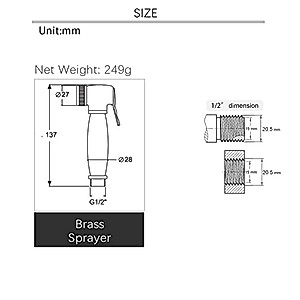 MINJING Bidet Faucet, Single Cold White Chrome Polishing Toilet Bidet Sprayer, Solid Brass Bathroom Shattaf Douche Kit,B Set