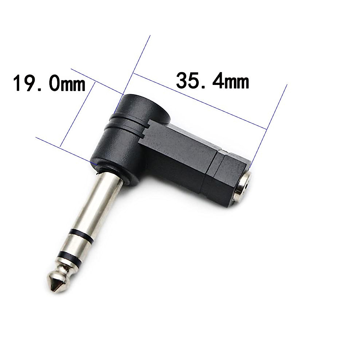 rgzhihuifz 3.5mm 1/8" Stereo Female to 6.35mm 1/4" Male 90° Angle Audio Adapter 2-Pack