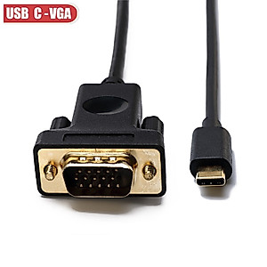 USB-C To VGA,CableDeconn Thunderbolt 3 Type C to VGA Male Converter Adapter Cable 1.8M