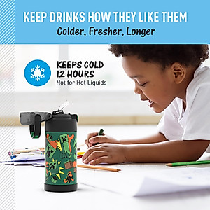 THERMOS FUNTAINER Water Bottle with Straw - 12 Ounce - Kids Stainless Steel Vacuum Insulated Water Bottle with Lid, Minecraft