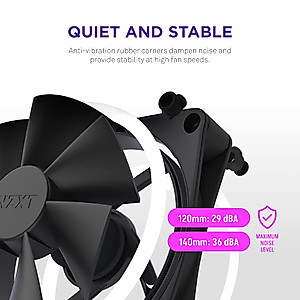 NZXT F140 RGB Duo Twin Pack - 2 x 140mm Dual-Sided RGB Fans with RGB Controller – 20 Individually Addressable LEDs – Balanced Airflow and Static Pressure – Fluid Dynamic Bearing – PWM – Black