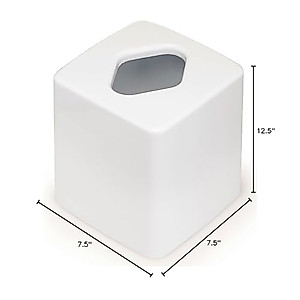 Stephanie Imports Made in USA Set of 2 White Plastic 5-Gallon Waste Basket & Cube Tissue Box Cover