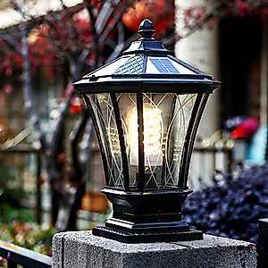 SHUANGZ Solar Post Lights Waterproof and Rust-Proof Aluminum Villa Solar Light Outdoor Fence Pier Mount Vintage Post Lamp for Garden Deck Lighting Home Gate Pillar Lights