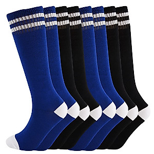 4 Pairs SocksDiary Knee High Socks for Kids, Cotton Soccer Socks for Boys, Girls, Toddlers