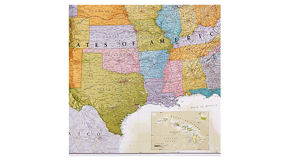 Giant Classic USA Map - 46 x 80 Inches Poster