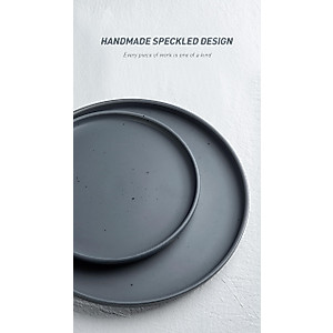Famiware Dawn Plates and Bowls Sets, 12 Pieces Stoneware Dinnerware Sets, Dishes Set for 4, Microwave and Dishwasher Safe, Charcoal