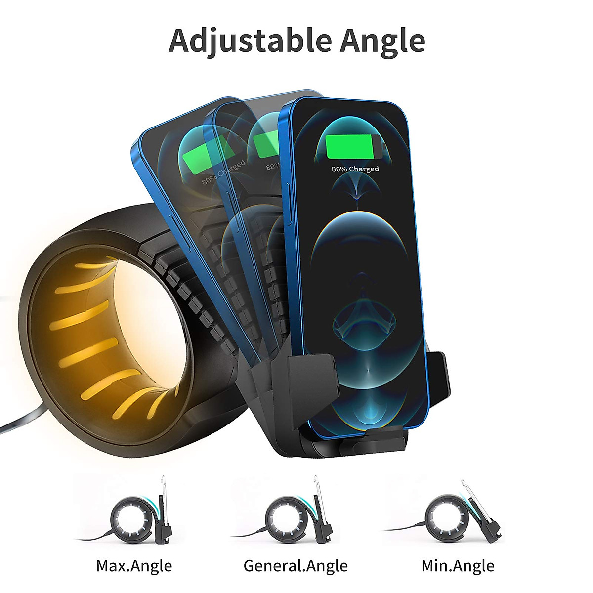 LED Desk Lamp with Wireless Charger, Dimmable Table Lamp with 3 Level Brightness, Cute Beside Lamp , Night Light for Living Room, College Dorm, Office