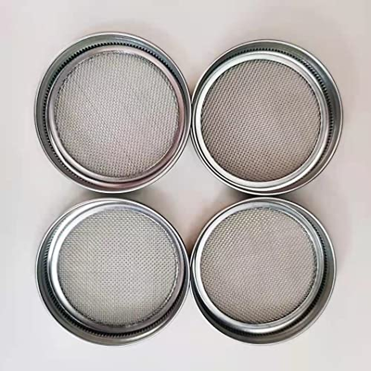 4 pack Mason jar Sprouting Lids wide mouth- stainless steel sprouting lids for wide mouth mason jars, growing Bean, Broccoli, seed