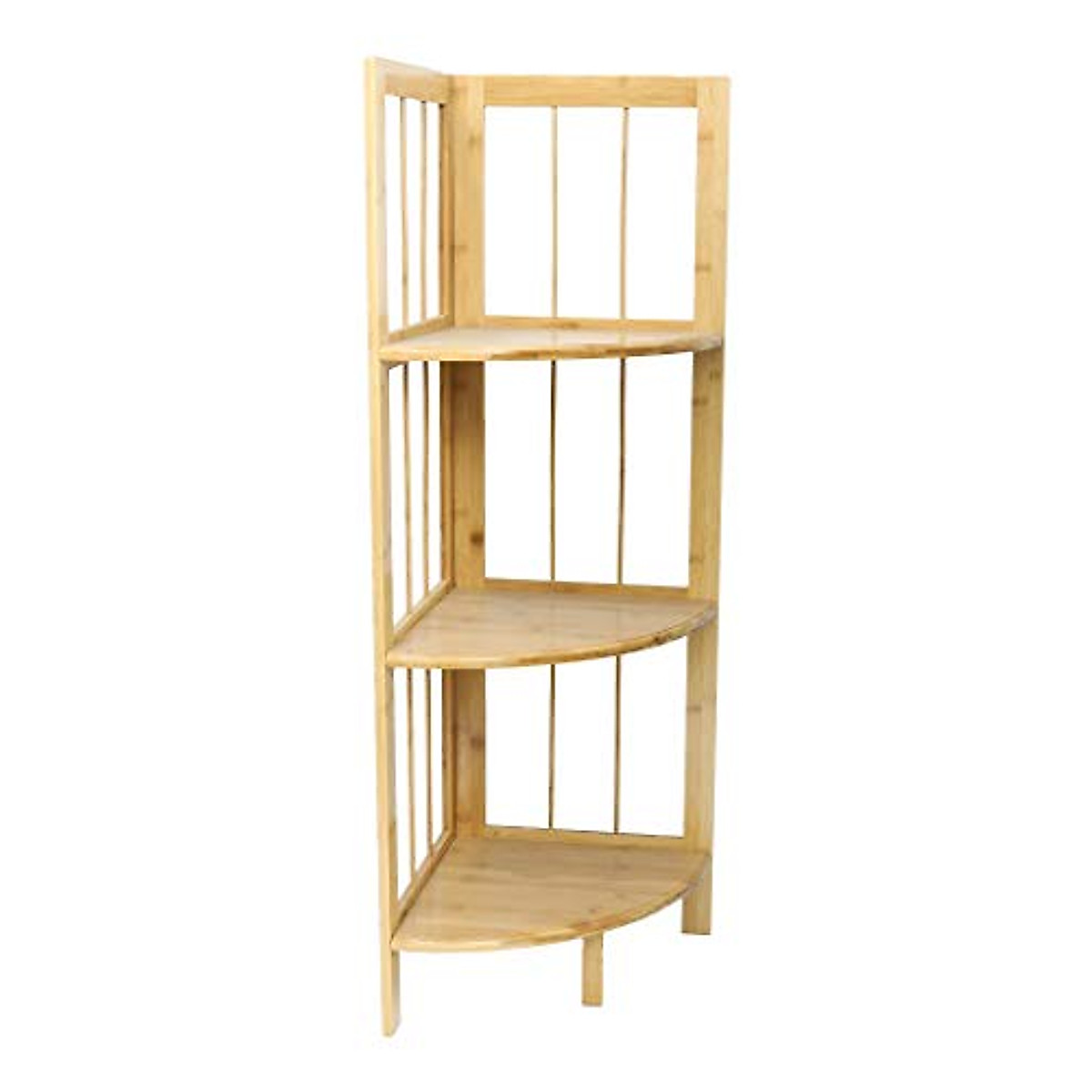 Basic Fundamentals Multifunctional 3-Tier Bamboo Corner Shelf - Bathroom and Kitchen Cabinet Organizer - Home Decor - Coffee Bar and Pantry Organization and Storage - 39" H