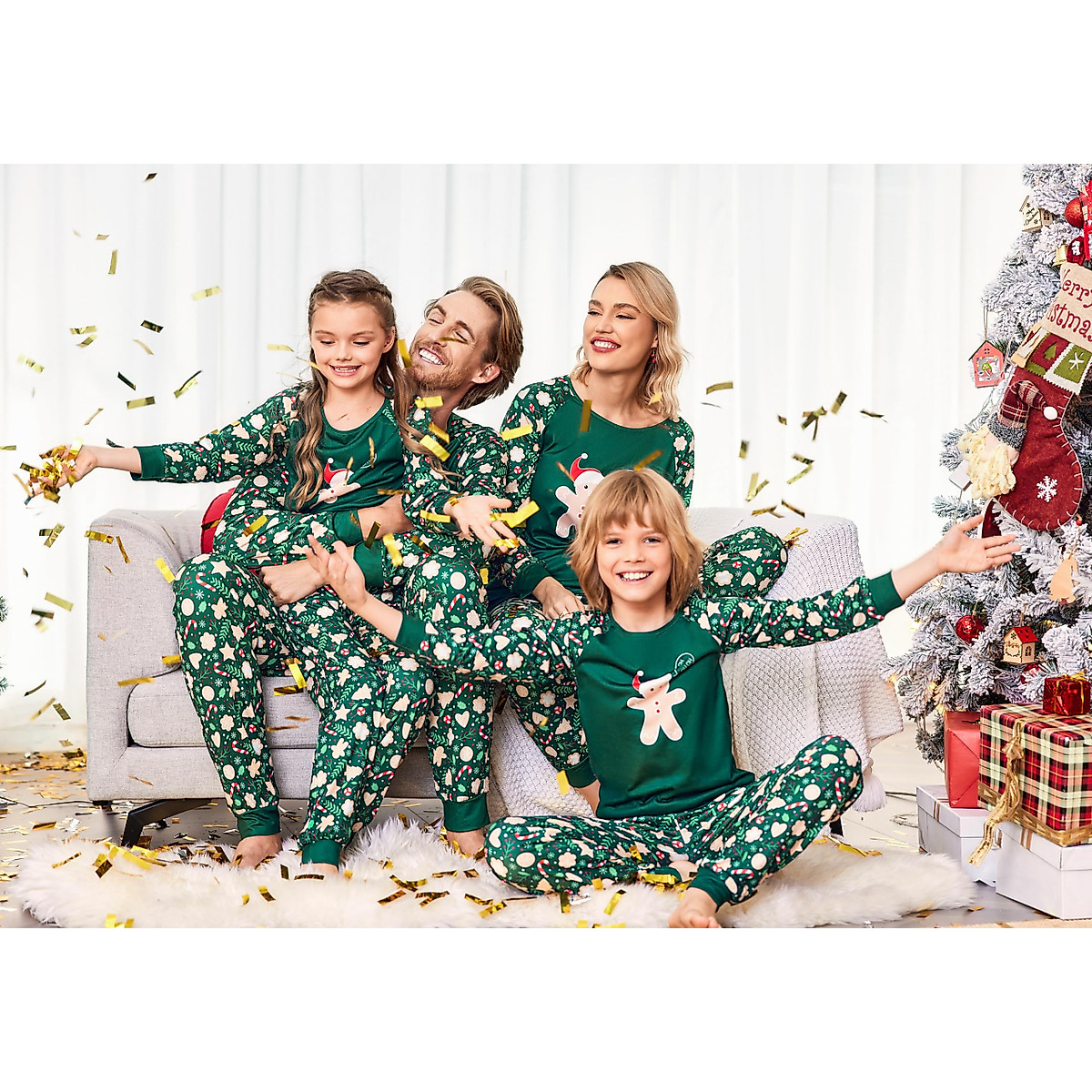 Ekouaer pijamas de navidad para familia 2023 Christmas Family Pajamas Sets Xmas Sleepwear Match Jogger Pants,PAT3,S