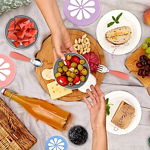 Hippywell Stainless Steel Food Containers with Silicone Lids, Leakproof Metal Lunch Box Set for Kids, Snack Boxes for Travel, 5Pcs Stainless Steel Containers, 1.7OZ up 23OZ