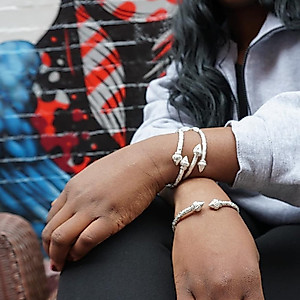 Ridged Arrow .925 Sterling Silver West Indian Bangles Cuff Bangles Bangle Bracelet Caribbean Jewelry Women Mom Wife Valentine Mothers day Gift (Pair 67g) (MADE IN USA)