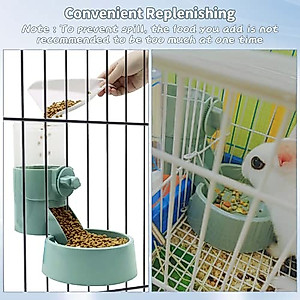 Tfwadmx Rabbit Hanging Auto Food Water Dispenser Pet Cage Suspended Food Water Bowl Chinchilla Gravity Detachable Feeder Waterer Set for Puppy Kitten Bunny Ferrets Guinea Pig (Blue)