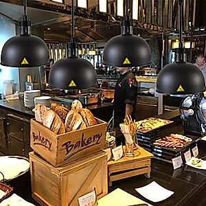 Hanging Food Heat Lamp Infrared Food Warmer Fry Heating Lamp 250W with Light Bulb (Dia 29cm(Black))