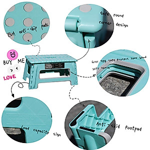 Folding Step Stool - 9" Height - Holds up 300 Lbs Lightweight Foldable Stepping Stool is Sturdy Enough to Support Adults & Safe Enough for Kids. Skid Resistant and Open with one Hand