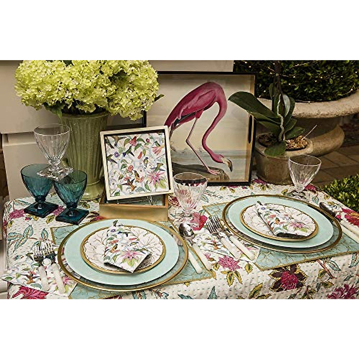 Caspari Disposable Hand Towels, Decorative Paper Guest Towels for Bathroom or Paper Napkins Dinner Napkins Size Hummingbird Trellis Pak 30