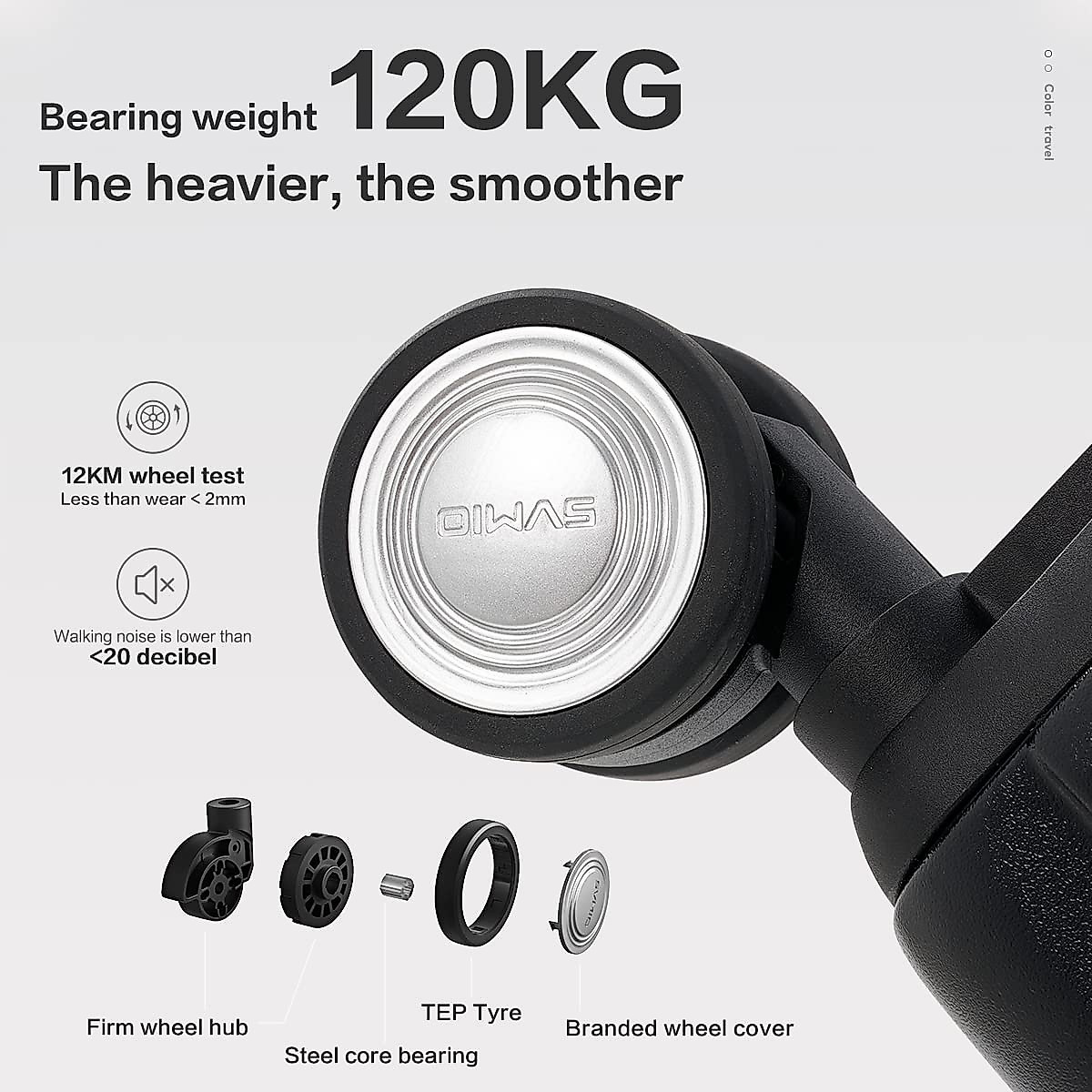 OIWAS Carry on Luggage with TSA Lock, Space Widening Horizontally Travel Suitcase, 8 Spinner Wheels Carry on Suitcase for Outdoor Travel Business Weekender(black, 2-Piece Set(20/26))