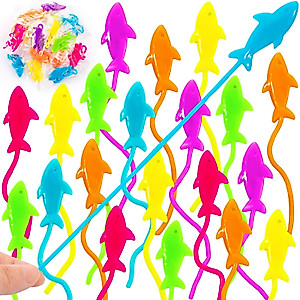 HLARTNET 25 PCS Sticky Shark Toys for Kids, Stretchy Shark Gifts Bulk, Ocean Under Sea Themed Favors Goodie Bags Stuffer, Classroom Prizes Students Rewards