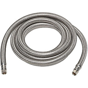 Braided Stainless Steel Ice Maker Water Supply Hose - 10 Ft - Universal 1/4" Connectors from Kelaro