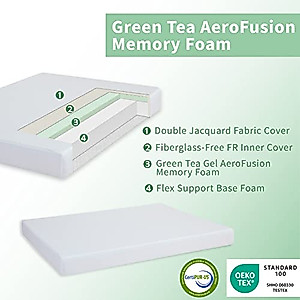 Dyonery Twin Mattress 8 Inch Green Tea Memory Foam Mattress CertiPUR-US Certified, Cooling Gel Bed Mattress in a Box Fiberglass Free, Kids Mattress for Bunk Bed, 38"×75"