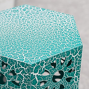 Elliot Outdoor 12 Inch Crackle Teal Sunburst Iron Side Table (Crackle Teal)