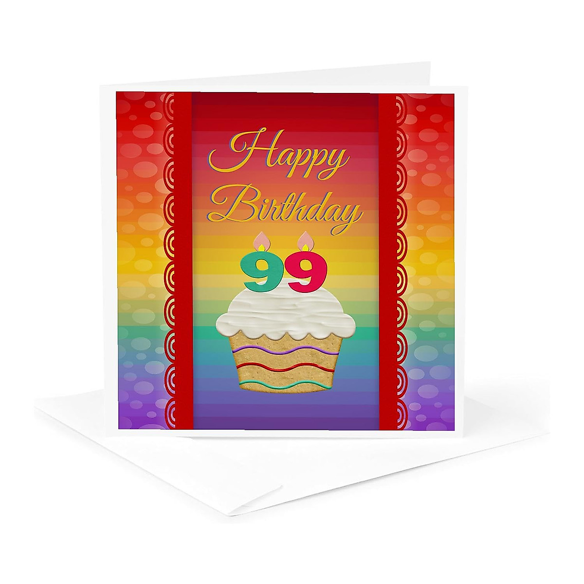 Greeting Card - Cupcake with Number Candles, 99 Years Old Birthday - Birthday Design