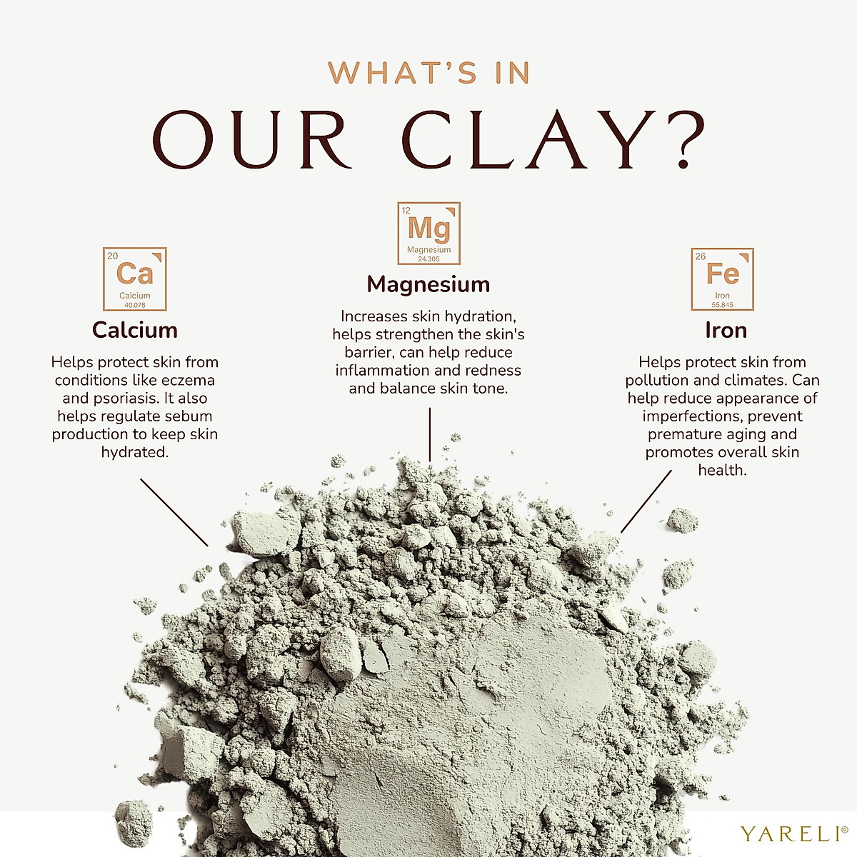 YARELI Bentonite Clay Powder Facial Mask & Detox Bath, Pure Indian Healing Clay, 2lb (32oz)