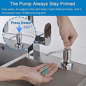 Commercial Kitchen Faucet with Pull Down Sprayer and Kitchen Soap Dispenser, Brass High Arc Pre-Rinse Tall Modern Single Handle Spring Kitchen Sink Faucet with Pull Out Spray, Chrome